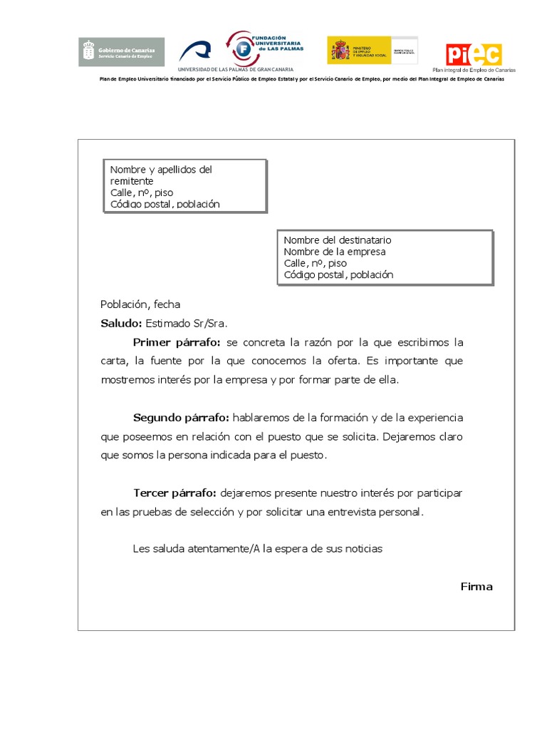 Estrucutura Carta de Presentaci N | PDF
