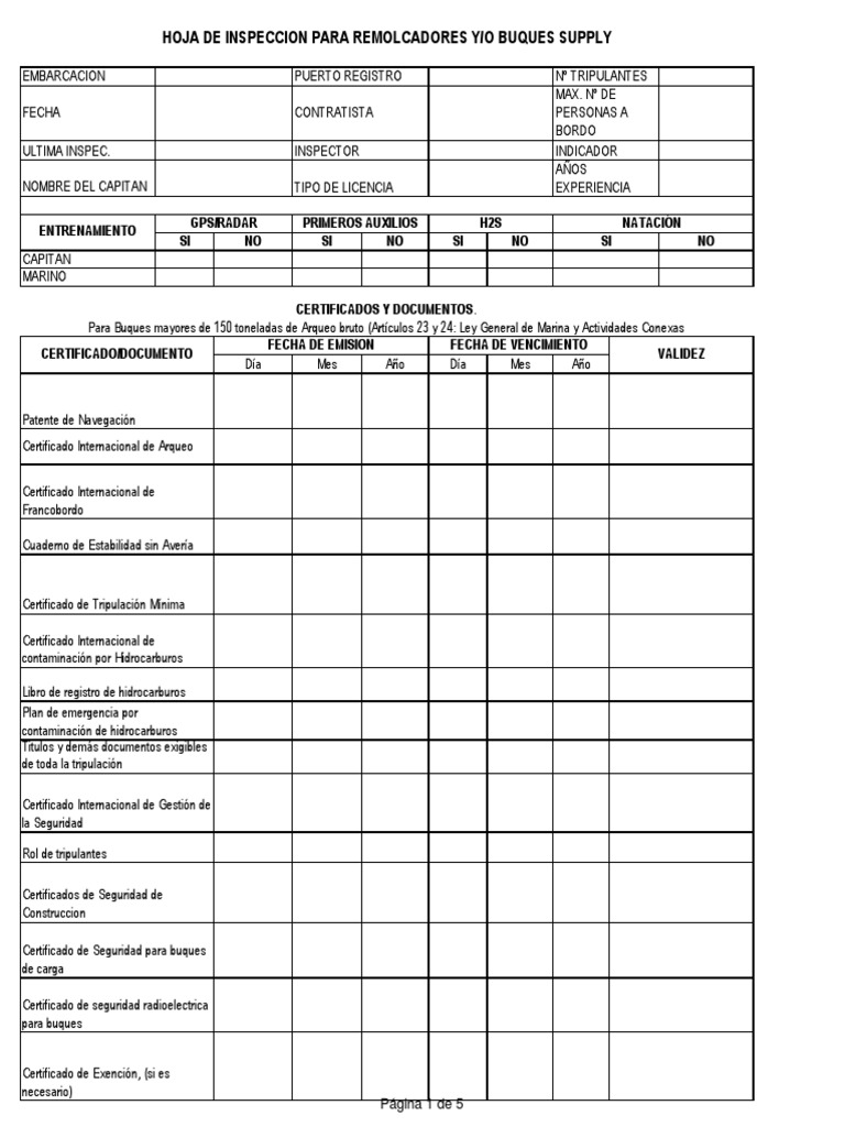 Formato de Inspeccion de Buques OSV | PDF | Transporte de agua | Buques