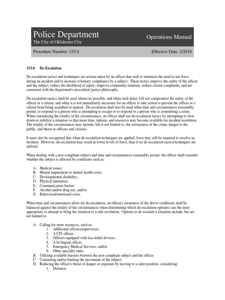 Police Department: Operations Manual | PDF | Justice | Crime & Violence