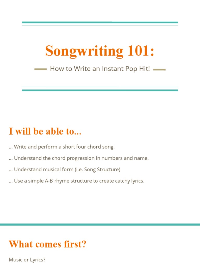 A Guide to Writing Catchy Pop Songs Through Understanding Basic Music ...