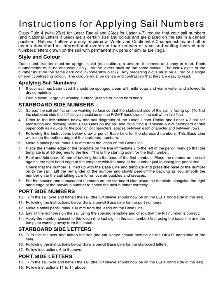 Instructions for Applying Sail Numbers: A Guide to Properly Placing ...
