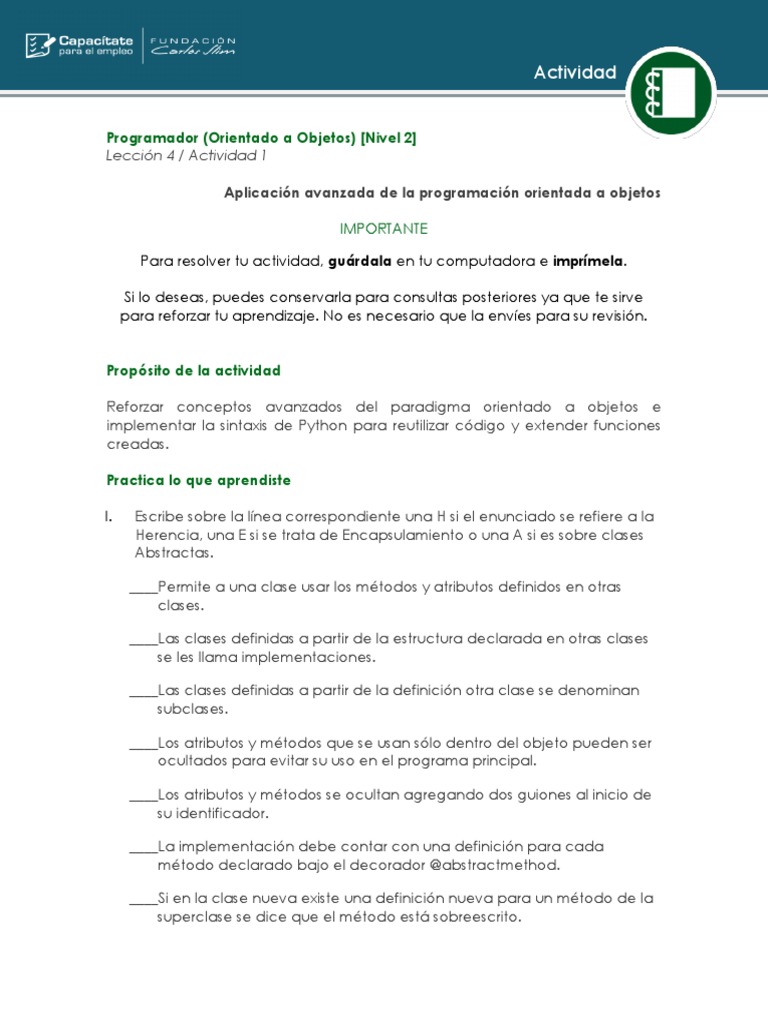 Actividad 1 Aplicación Avanzada de La Programación Orientada A Objetos ...
