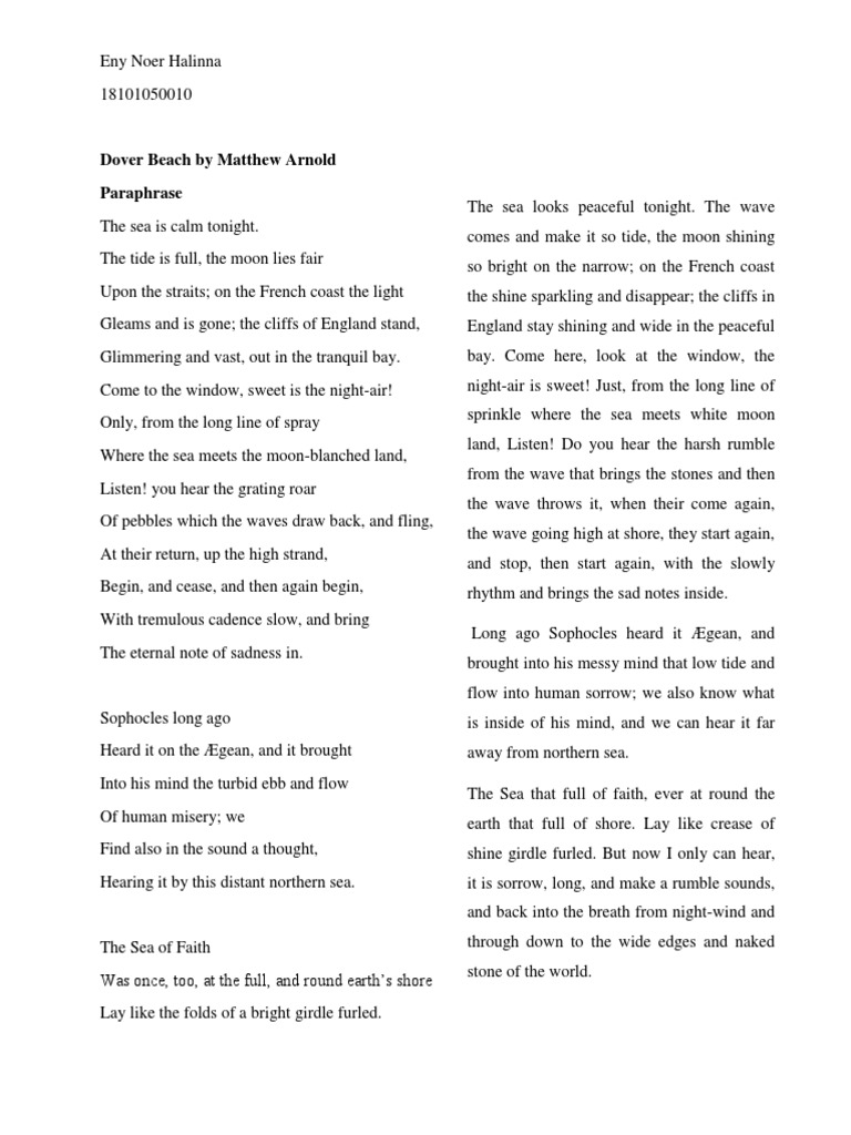Dover Beach by Matthew Arnold (AutoRecovered) | PDF | Hydrography ...
