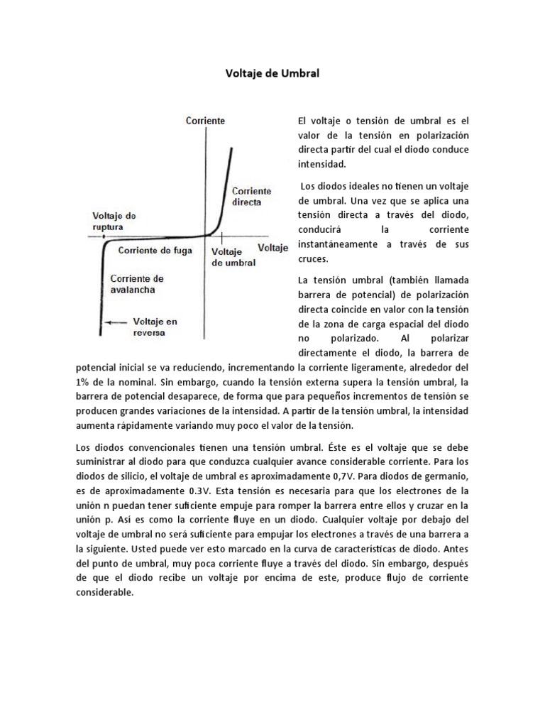 Voltaje Umbral en Diodos: Claves | PDF | Diodo | voltaje