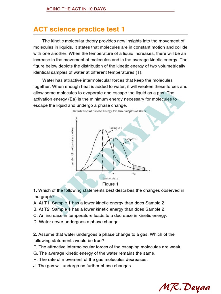 ACT Science Test 1 | PDF | Evaporation | Phase (Matter)