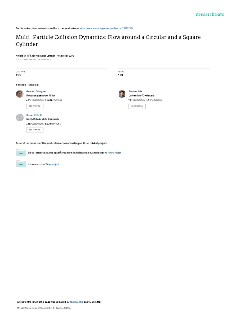 Multi-Particle Collision Dynamics: Flow Around A Circular and A Square ...