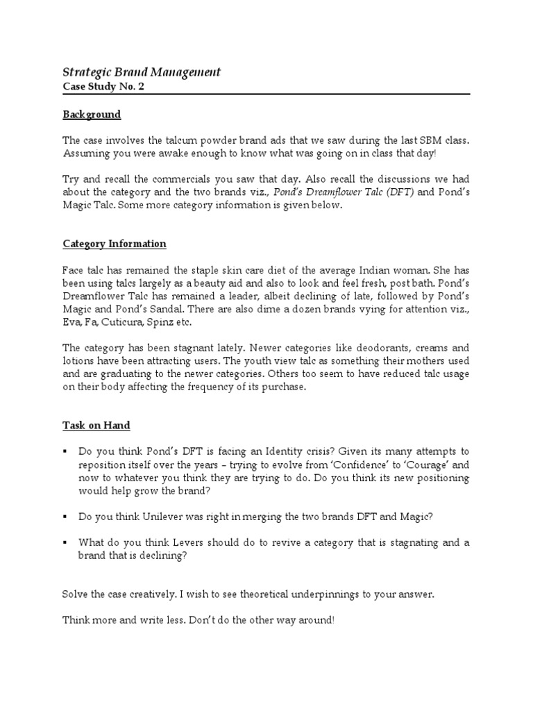 Strategic Brand Management: Case Study No. 2 Background | PDF ...