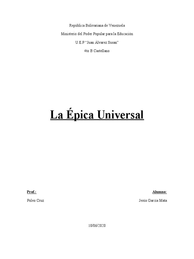 Trabajo de Poleo La Epica Universal | PDF | Poesía épica | Virgilio