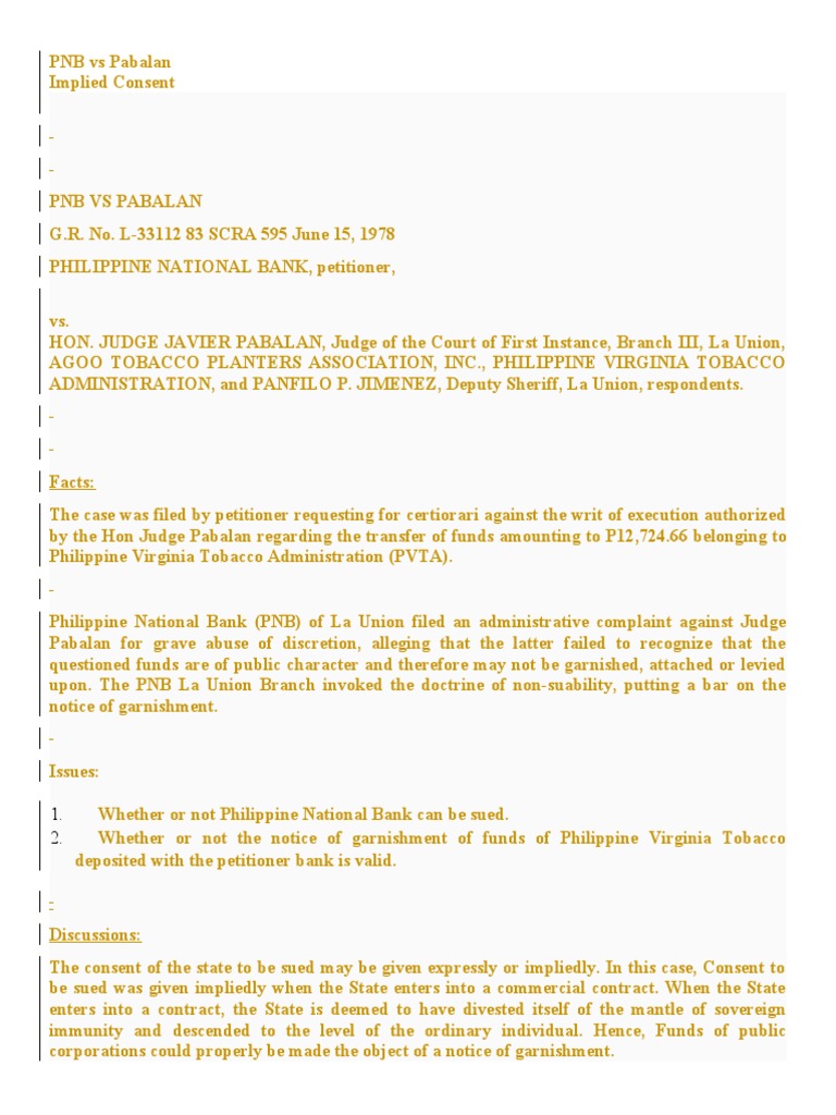 Case Digest PNB Vs Pabalan | PDF