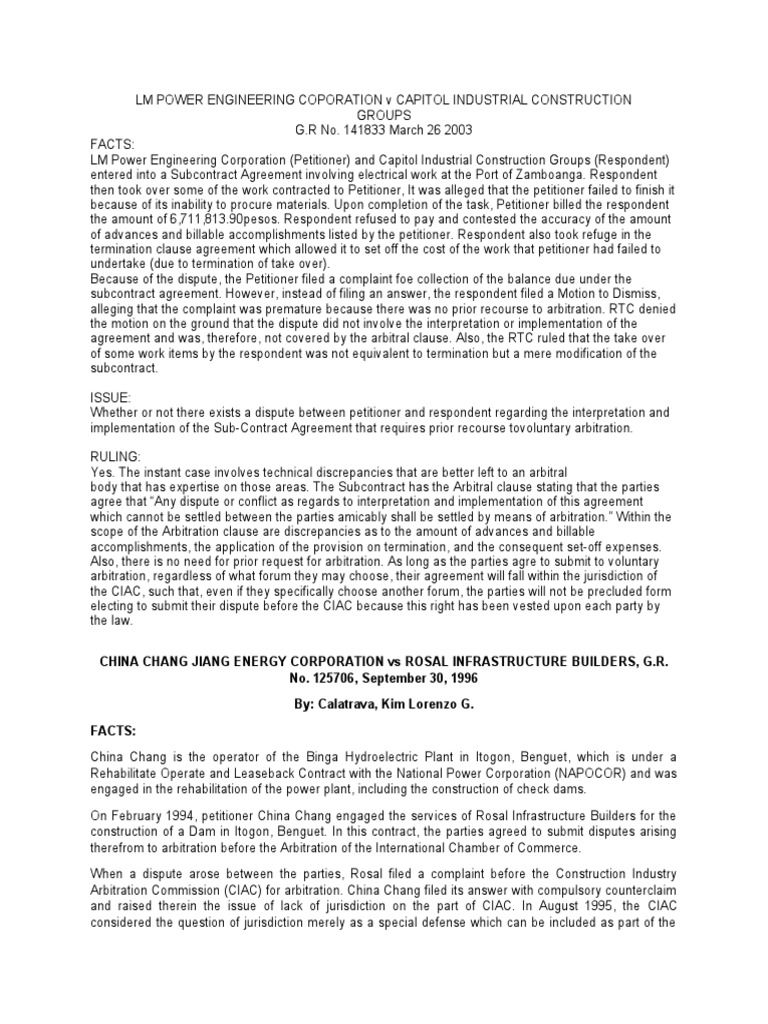 Adr Case Digests | PDF | Arbitration | Lease