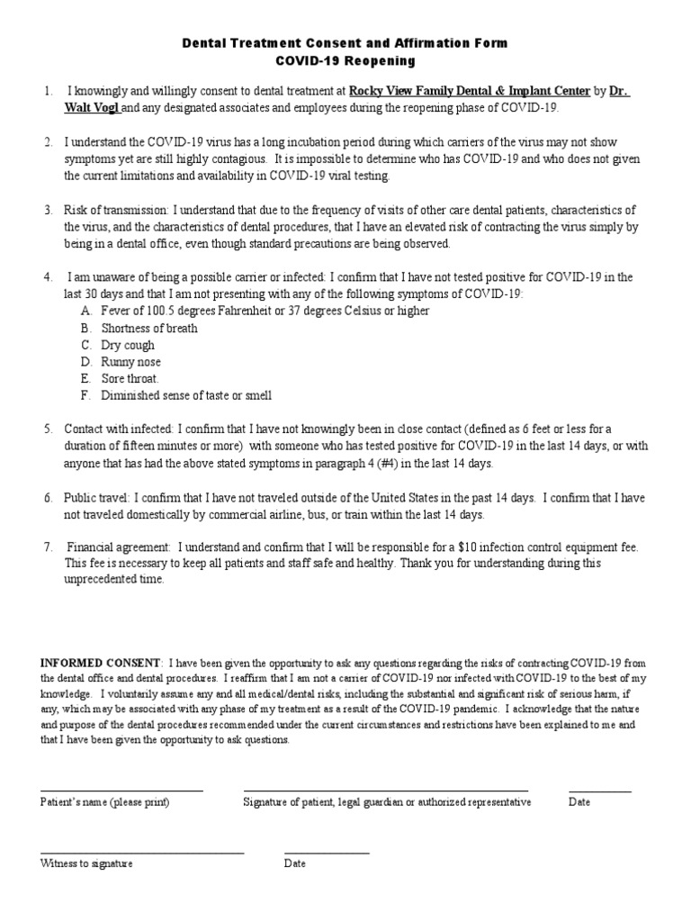 COVID-19 Consent Form | PDF | Epidemiology | Clinical Medicine