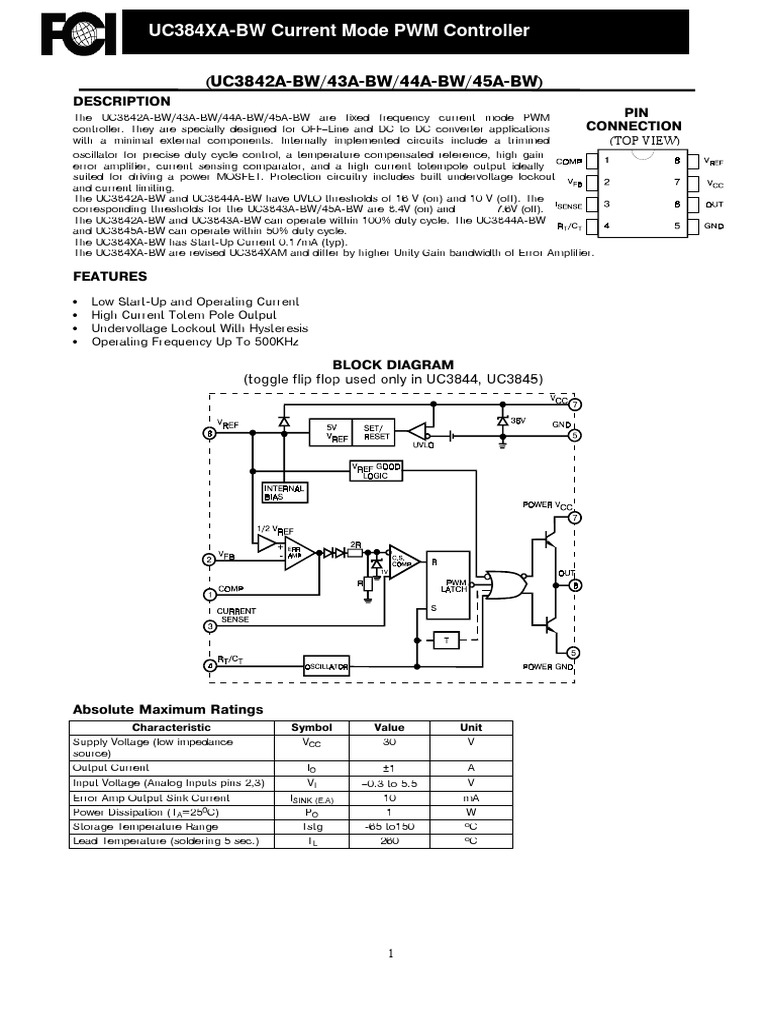 UC384XA-BW Current Mode PWM Controller: (UC3842A-BW/ 43A-BW/ 44A-BW ...