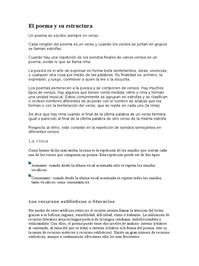 Estructura y elementos del poema | PDF | Rima | Poesía