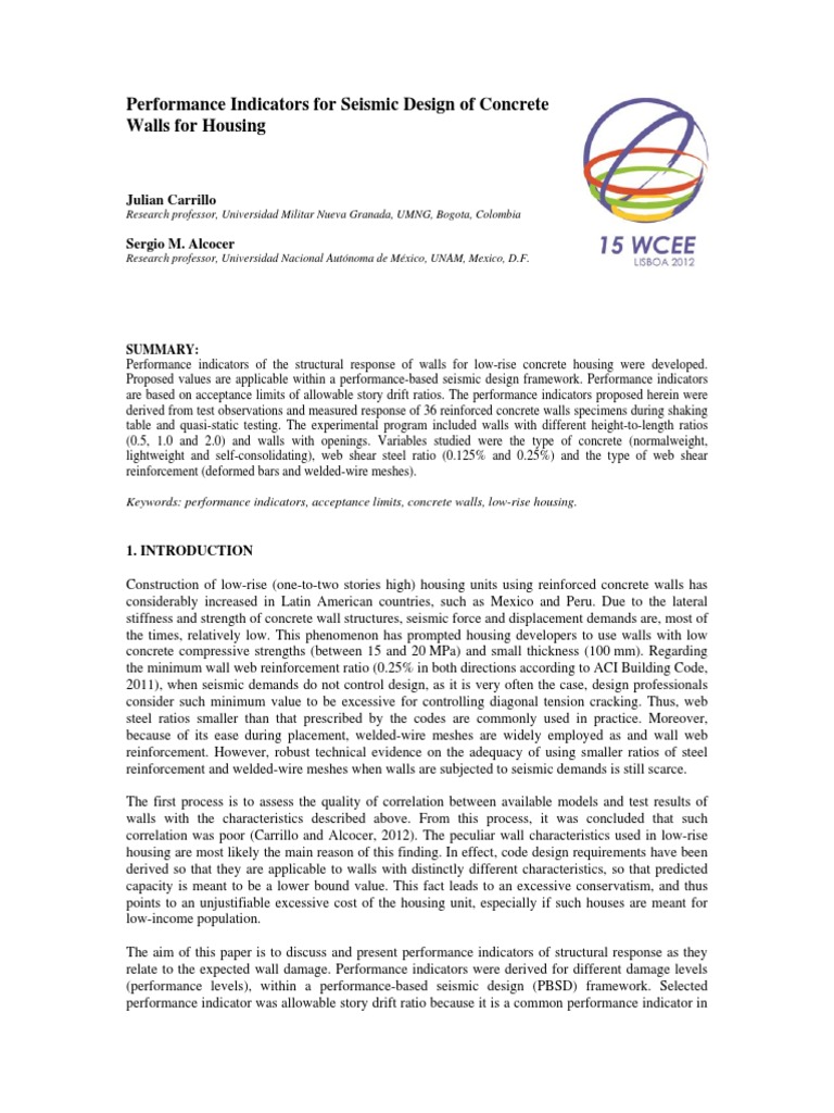 Final Paper 70 Performance Indicators Design Concrete Walls Housing ...