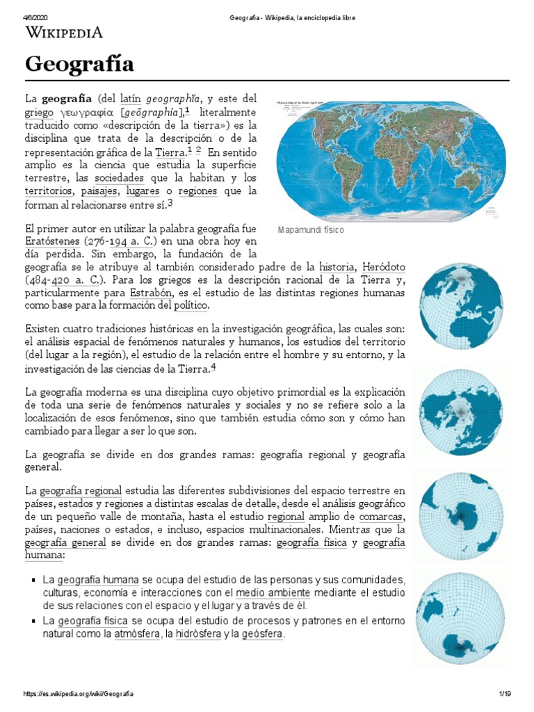 Geografía - Wikipedia, La Enciclopedia Libre | PDF | Geomorfología ...