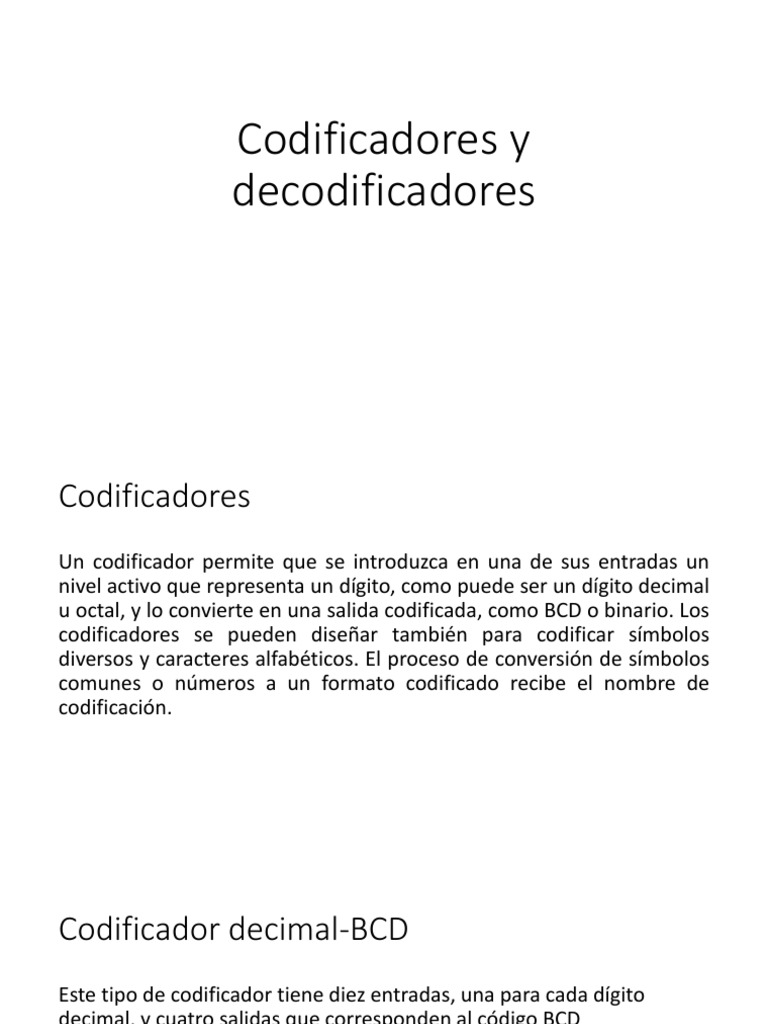 Codificadores y Decodificadores (Autoguardado) | PDF | Decimal ...