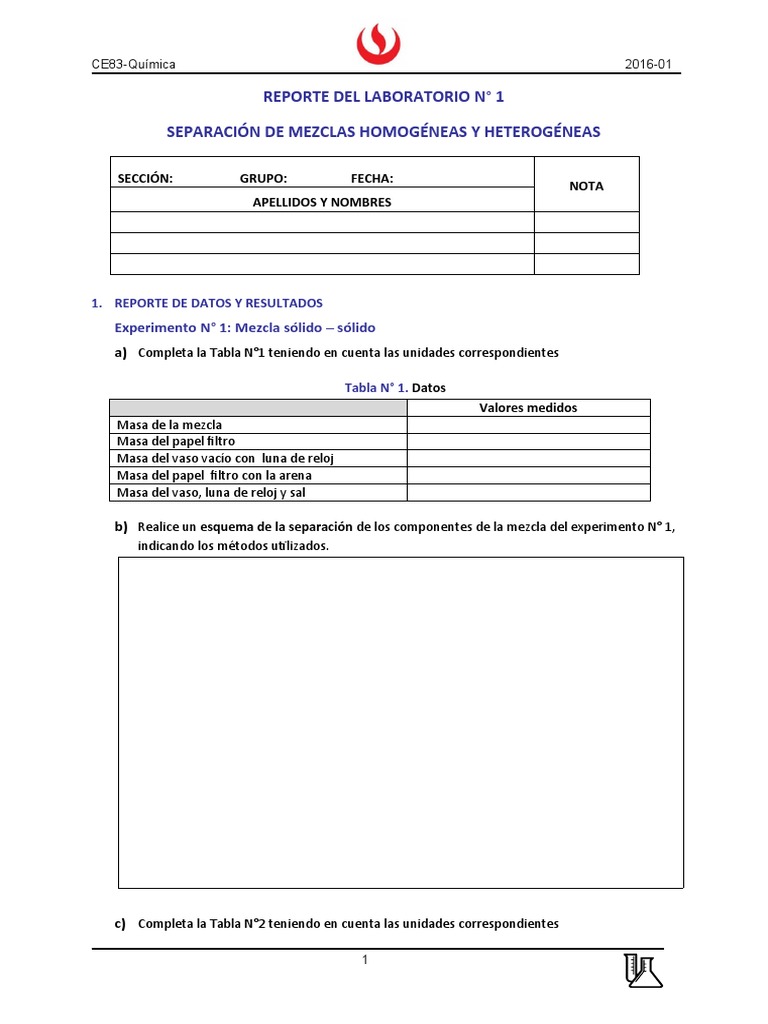 S05 - Lab1 - Separación de Mezclas - Reporte | PDF | Mezcla | Fase (materia)