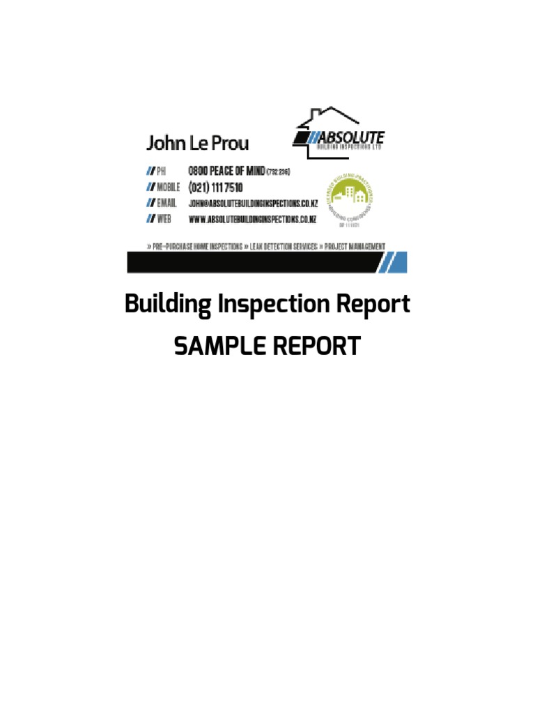 Building Inspection Report (Sample Report) | Download Free PDF ...