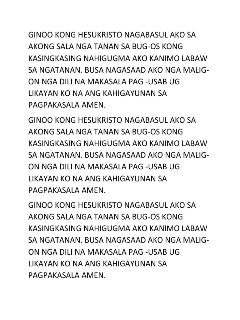 Ginoo Kong Hesukristo Nagabasul Ako Sa Akong Sala Nga Tanan Sa Bug | PDF