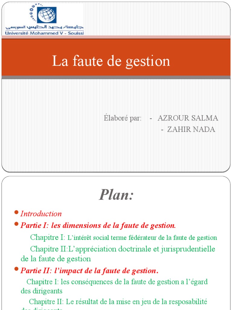 La Faute de Gestion Final | PDF | Liquidation | Compétence