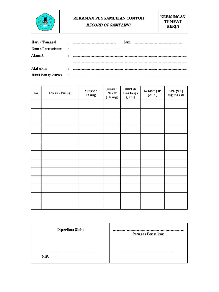 03 Form Pengukuran Kebisingan Tempat Kerja | PDF