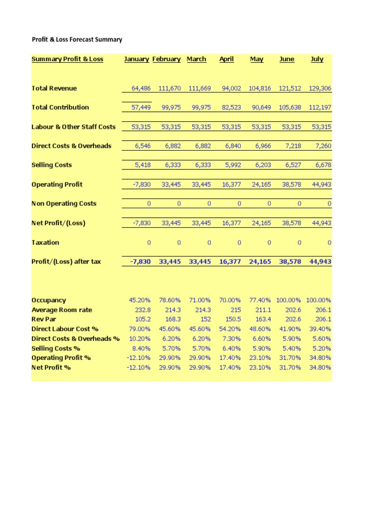 Hotel Financial Plan | Overdraft | Taxes