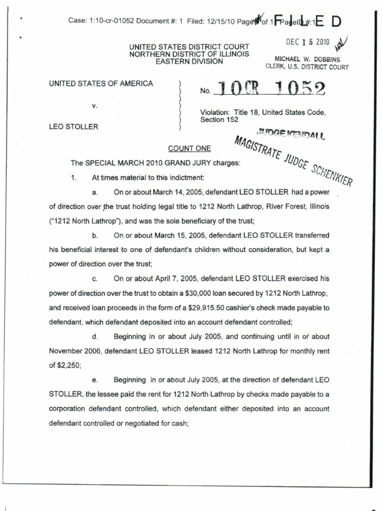 Leo Stoller Indicted For Fraud | PDF | Law