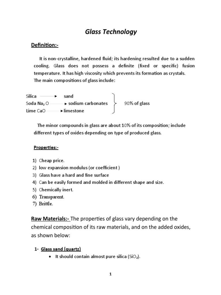 Glass Technology Lectures | PDF | Glasses | Silicon Dioxide