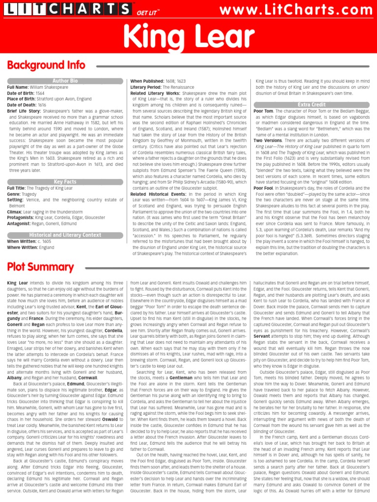 Kinglear LitChart | PDF | King Lear | William Shakespeare