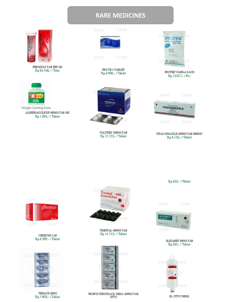 Rare Medicines: RP 84.546,-/ Tube RP 6.906, - / Tablet RP 13.017 ...