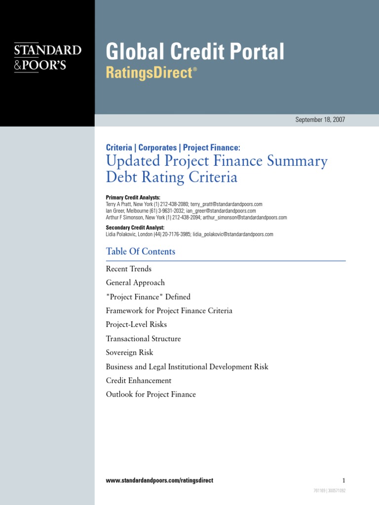 Project Finance Summary Debt Rating Criteria-S&P PDF | PDF | Project ...