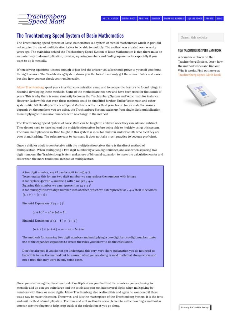Trachtenberg Speed System of Basic Mathematics PDF | PDF ...