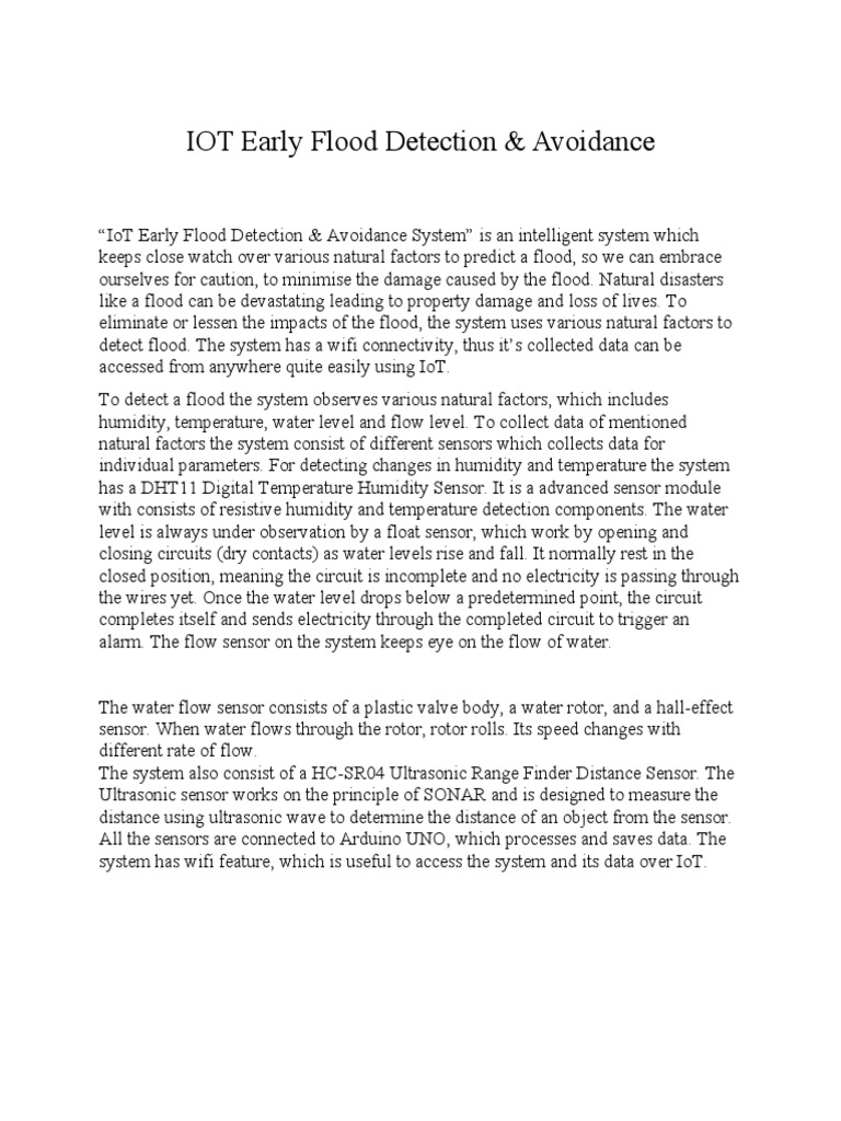 IOT Early Flood Detection & Avoidance | PDF | Sensor | Electrical Network