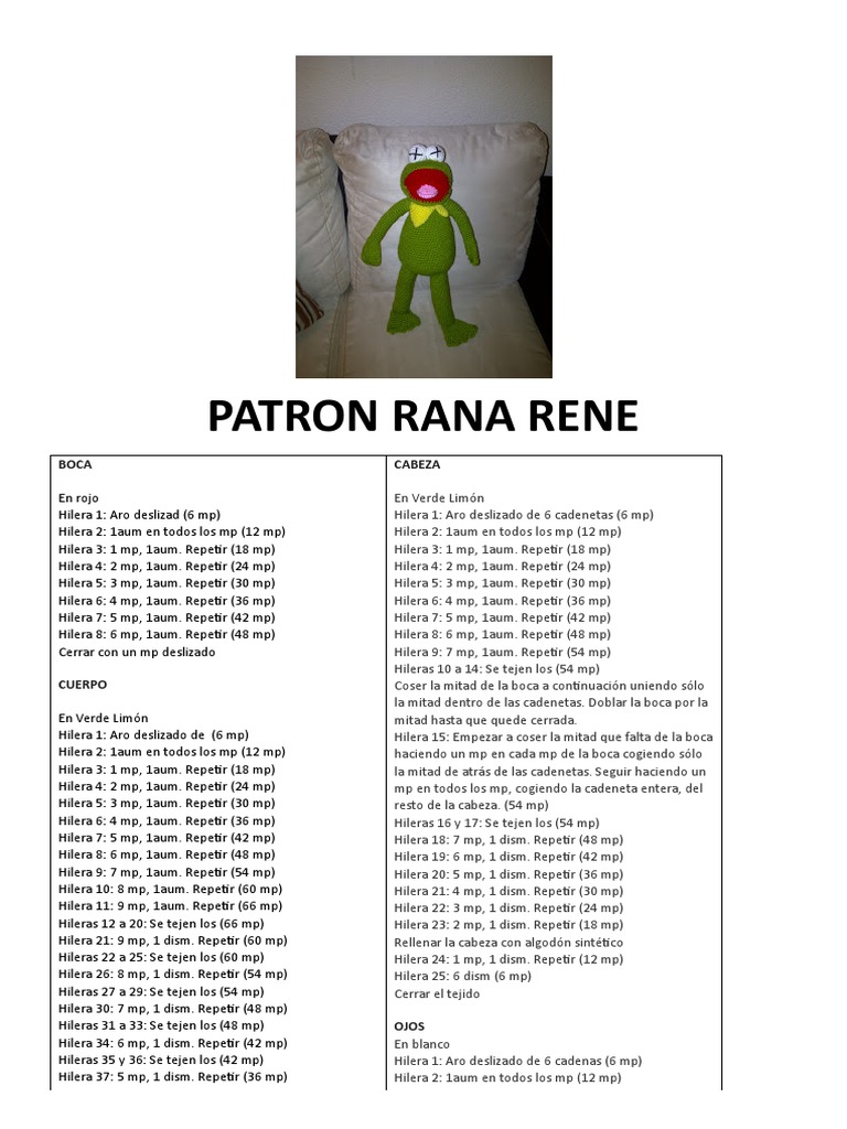 Rana Rene Amigurumi | PDF | Hogar, jardinería y bricolaje