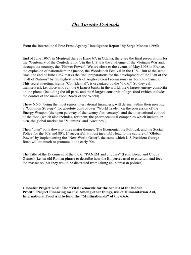 The Toronto Protocols Serge Monast | PDF | Child Protection | New World ...