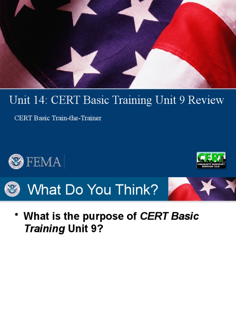 Unit 14: CERT Basic Training Unit 9 Review | PDF | Simulation | Applied ...