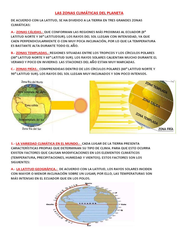 Las Zonas Climáticas Del Planeta (Clase y Actividad) | PDF | Clima | Tierra