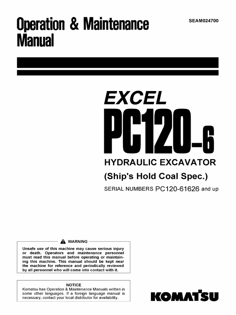 Pc120-6 Excel Seam024700 Op Manual | PDF