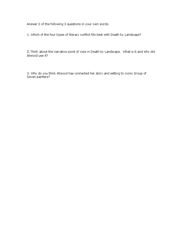 Literary Analysis of Death by Landscape | PDF | General Fiction