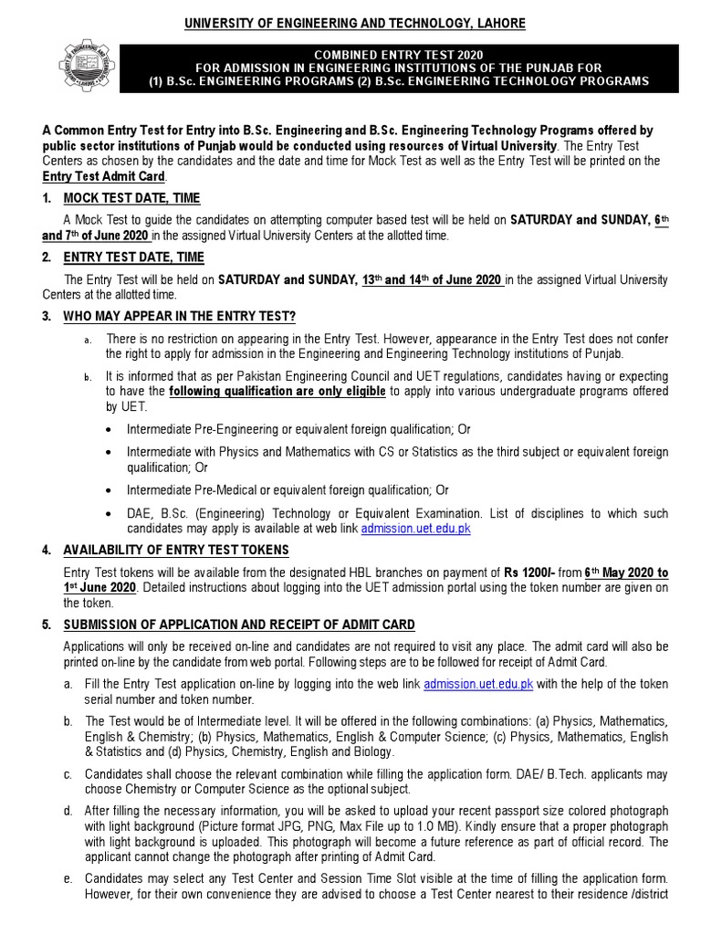 Engineering Entry Test Guide | PDF | Engineering