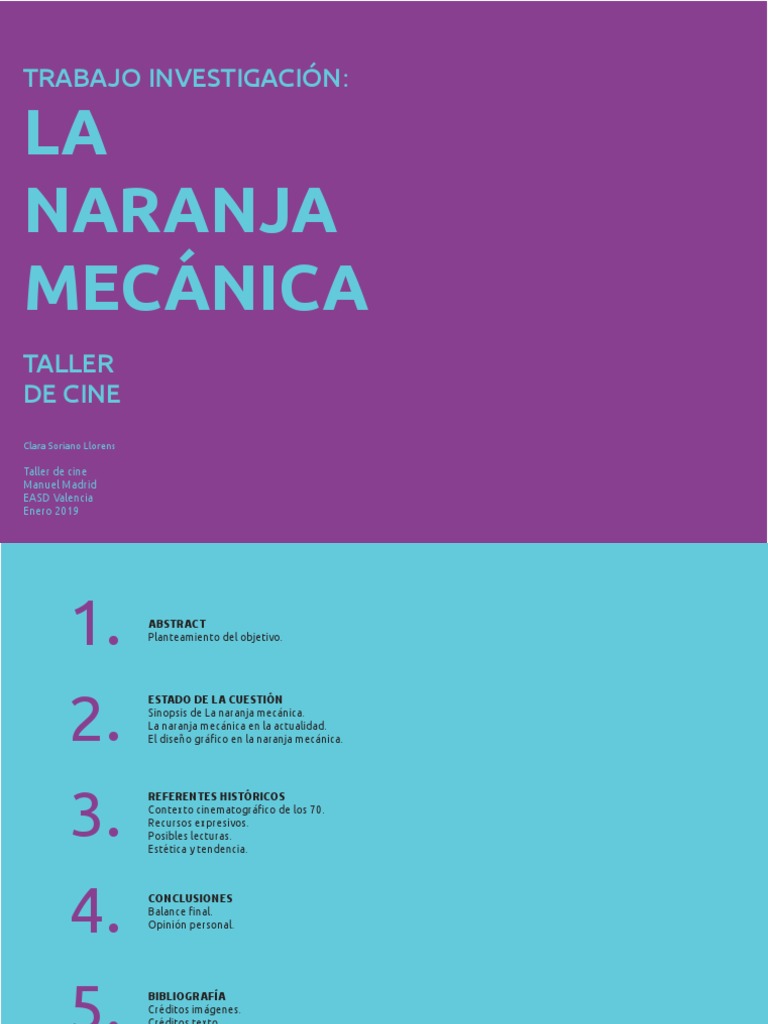 Trabajo Investigacion LA NARANJA MECANIC PDF | PDF | Moralidad | Libre albedrío