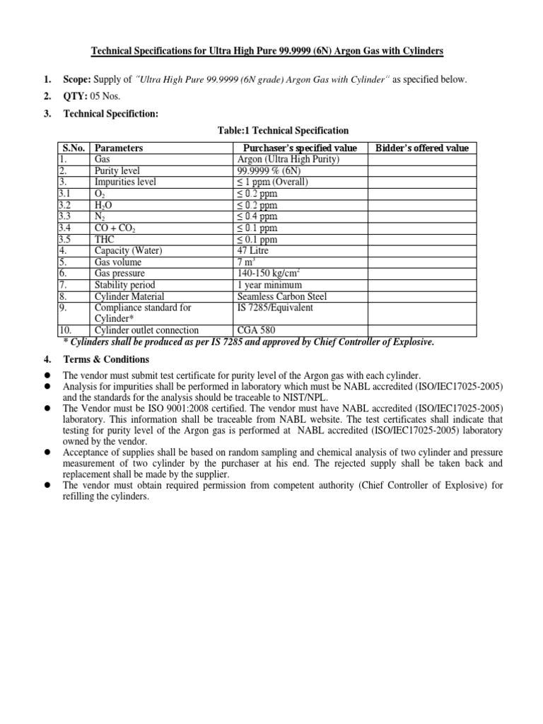 Cylinders Shall Be Produced As Per IS 7285 and Approved by Chief ...