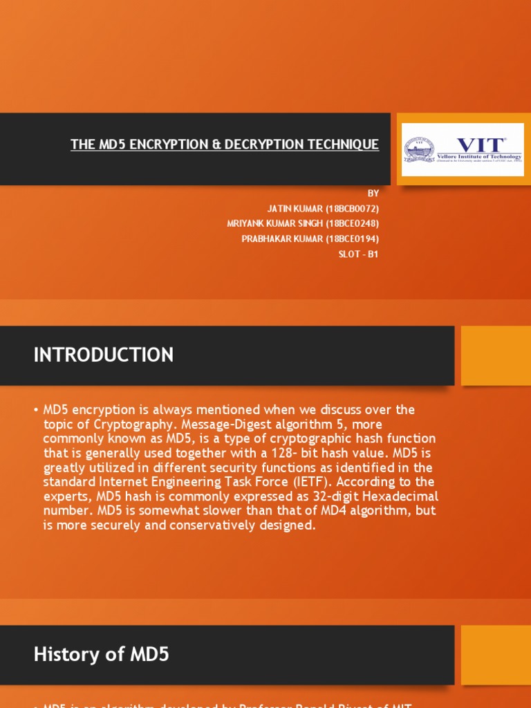 The MD5 Encryption & Decryption Technique | PDF | Cryptography | Military Communications