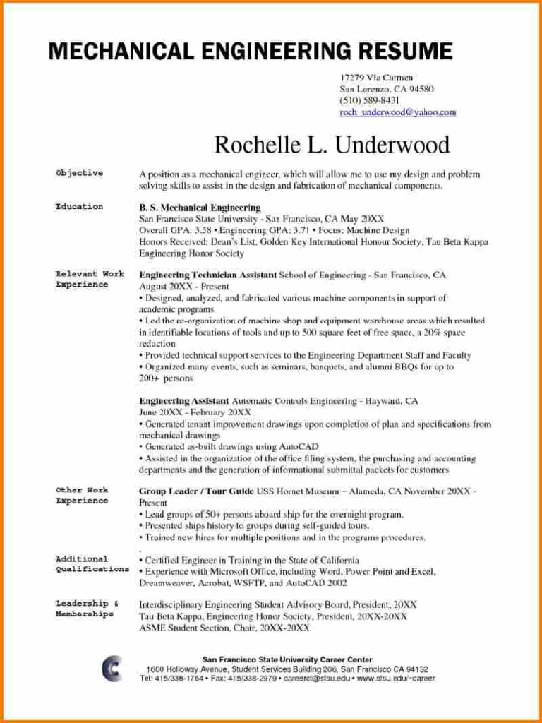 Design Engineer Resume Objective Mechanical Design Engineer Resume ...