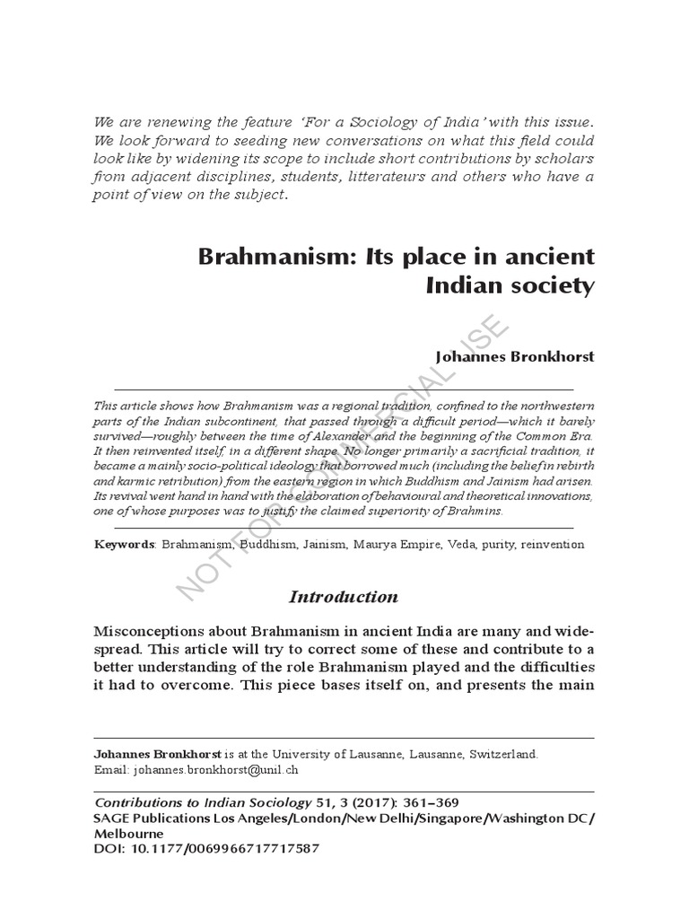 Bronkhorst 2017 Brahmanism-Its Place in Ancient India PDF | PDF | Vedas ...