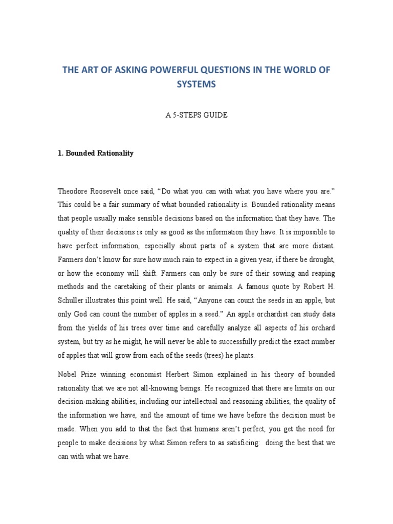 The Art of Asking Powerful Questions in The World of Systems | PDF ...