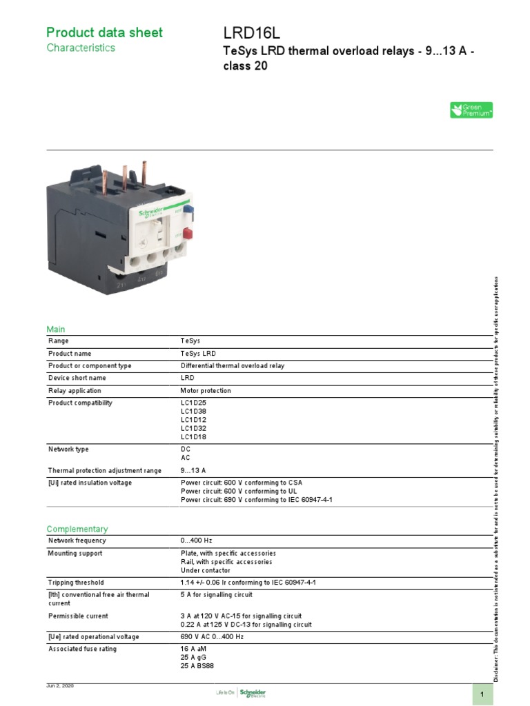 TeSys LRD - LRD16L | PDF | Relay | Alternating Current