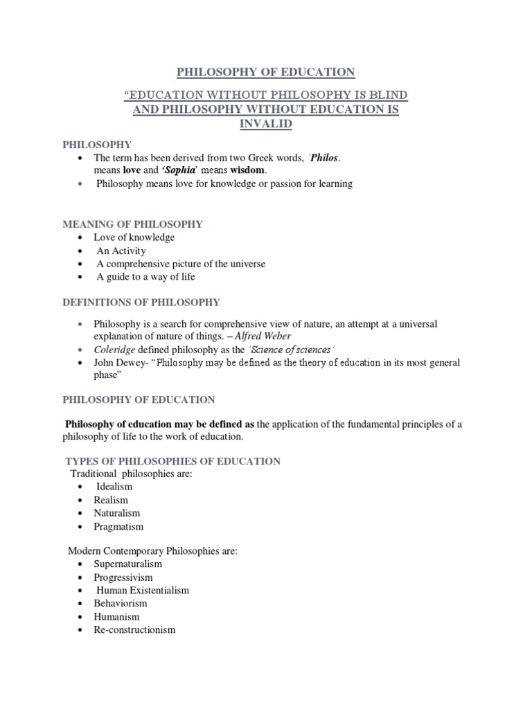 Assignment On PHILOSOPHY OF EDUCATION | PDF | Pragmatism | Naturalism ...