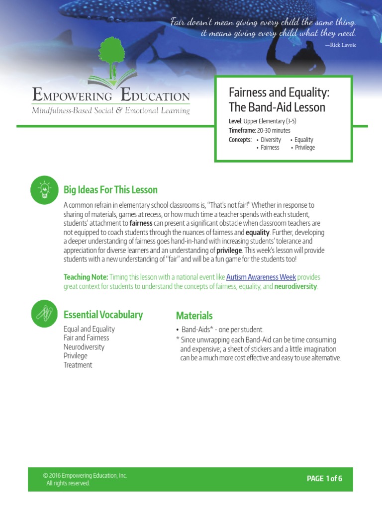 Bandaid Lesson Fairness Equality | Download Free PDF | Learning ...
