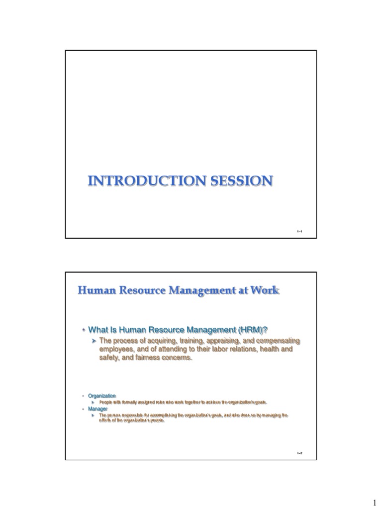 Introduction Session: Human Resource Management at Work | PDF | Human ...
